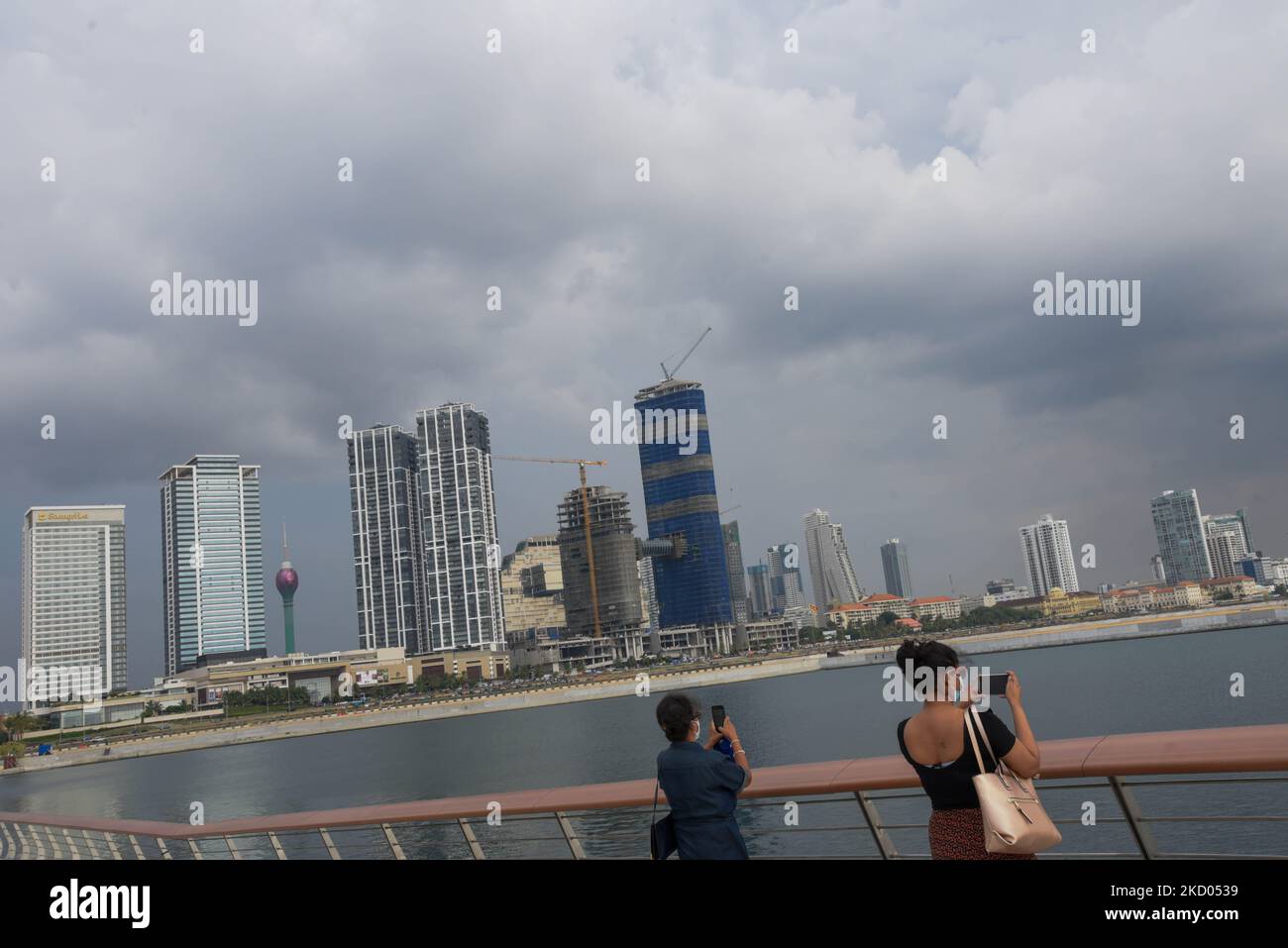 Sri Lankan youth take pictures Colombo Port City Marina Promenade ...