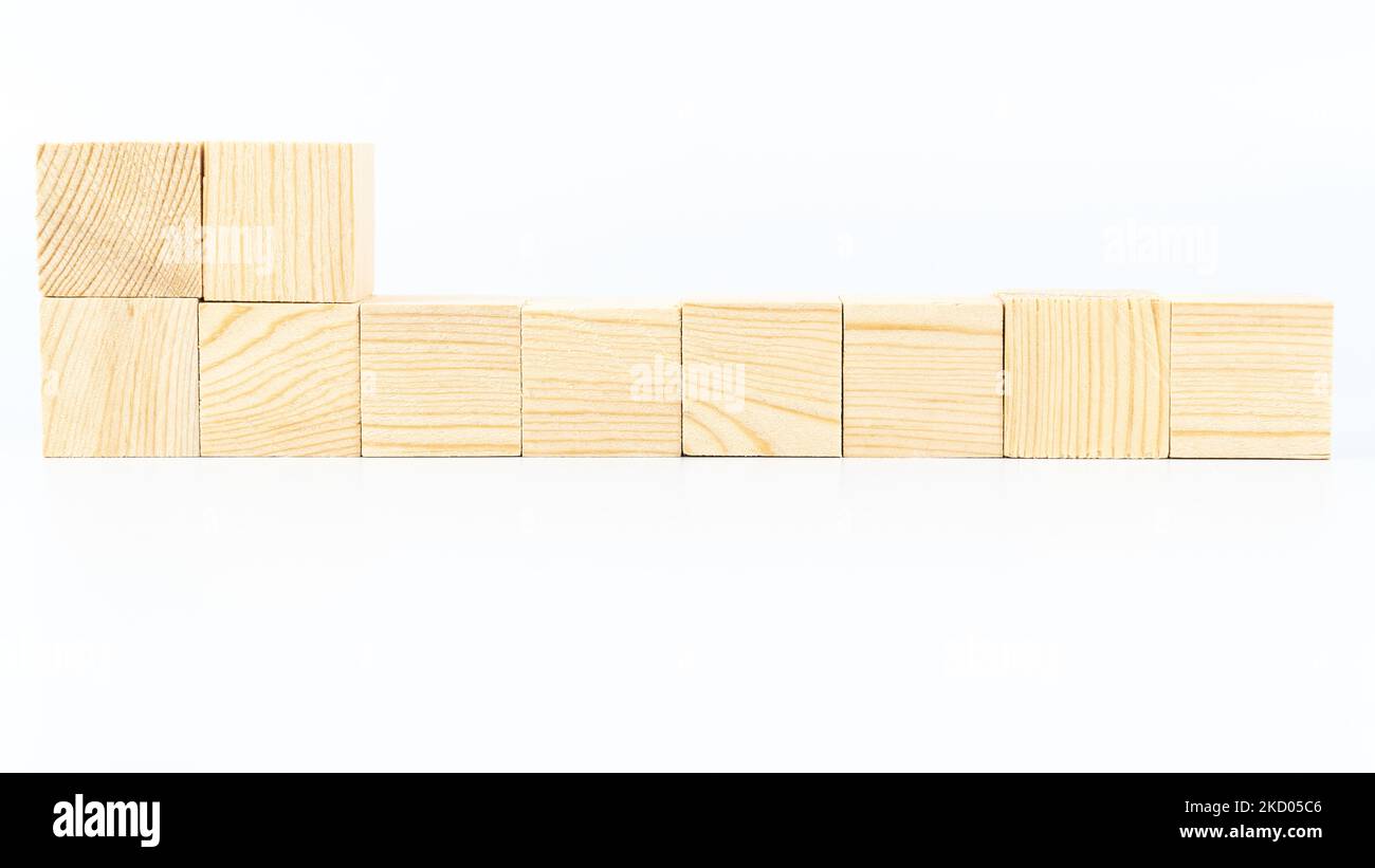 Wooden cubes for copy space for text isolated on white background ...