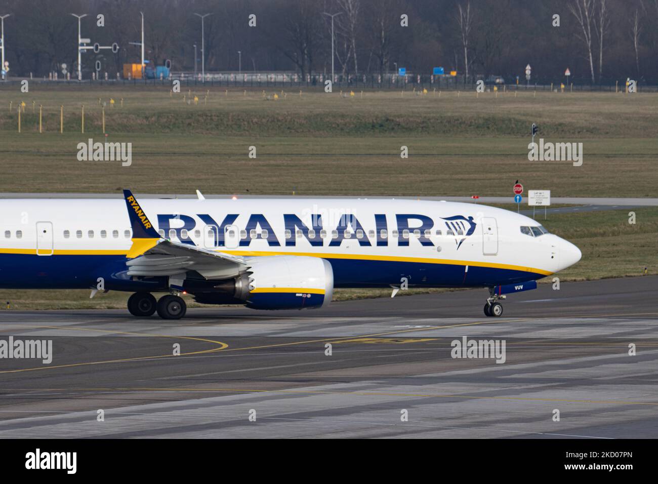 A Boeing 737 MAX 8 aircraft as seen flying, landing and taxiing at ...