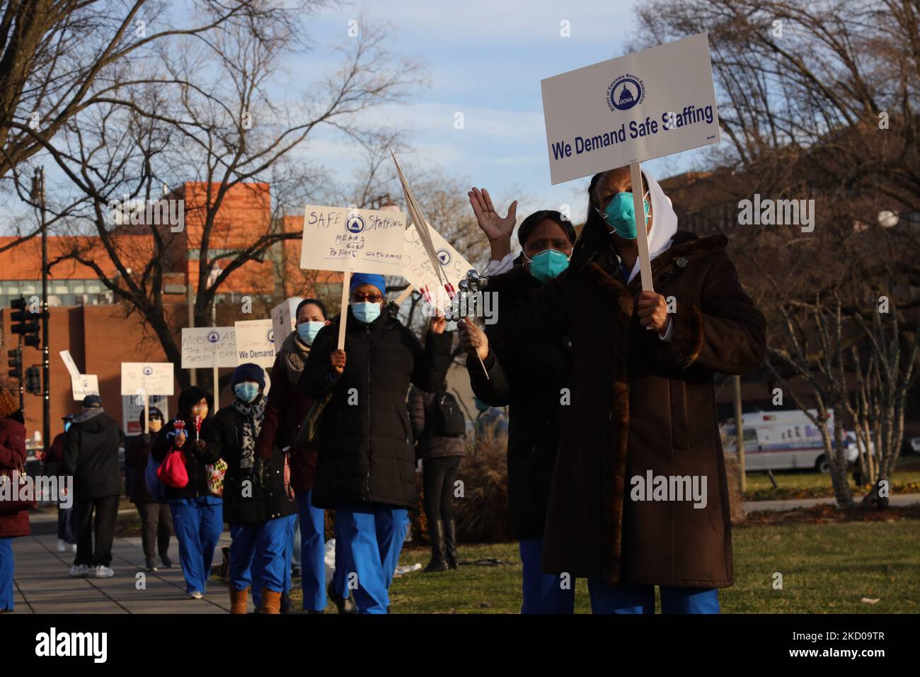 Nurses working at Howard University Hospital in Washington, D.C. rally ...