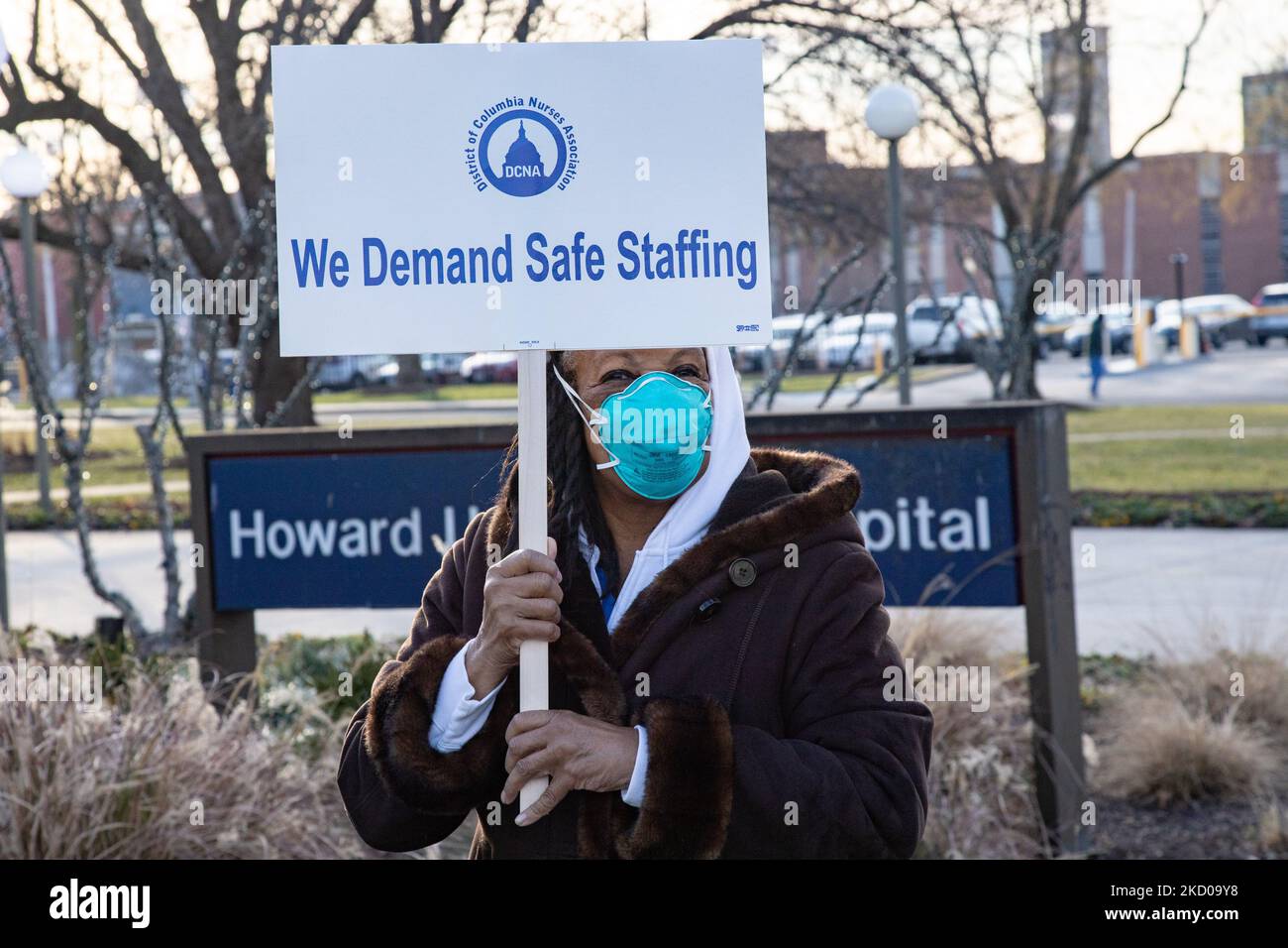 Nurses working at Howard University Hospital in Washington, D.C. rally ...