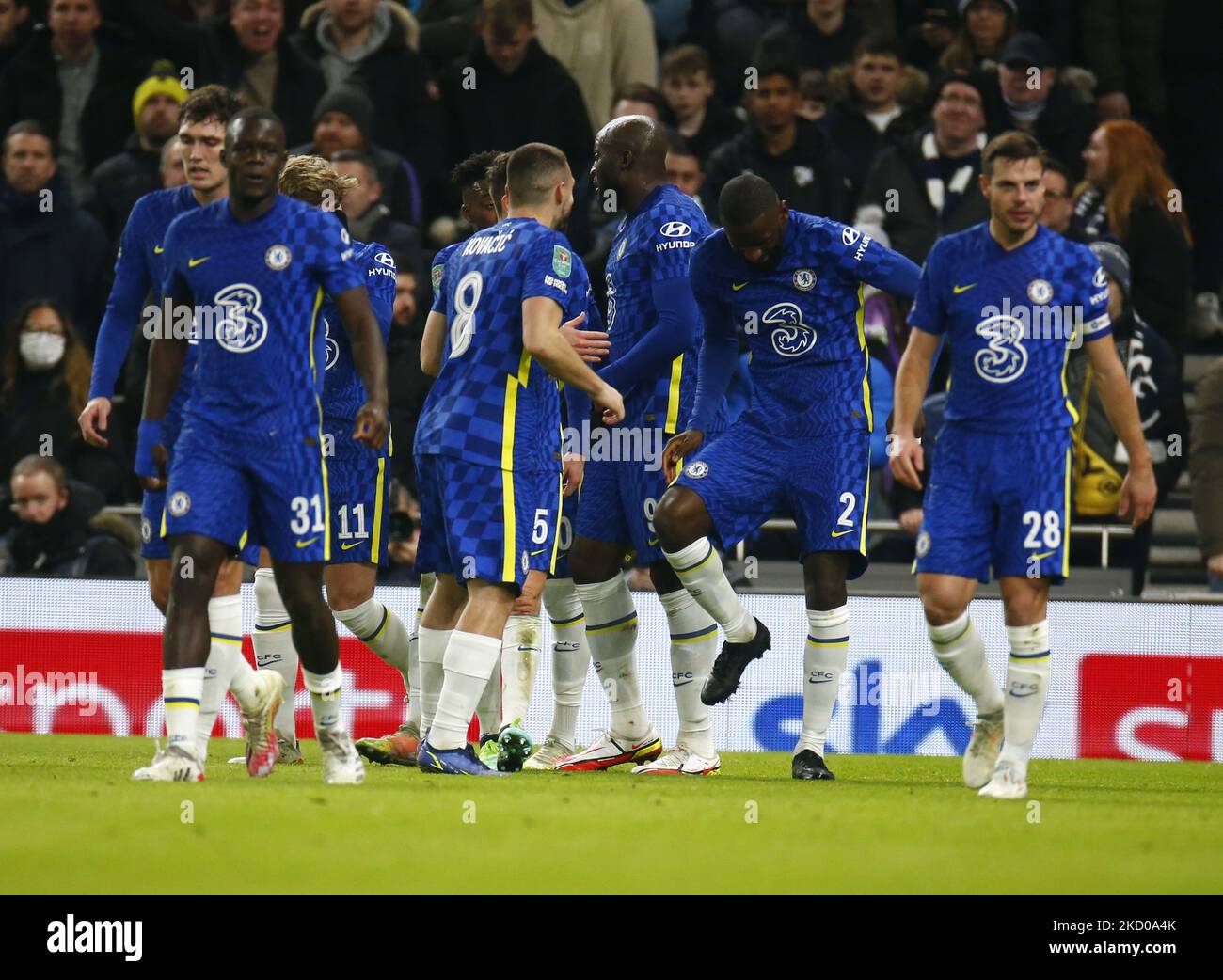 Chelsea's Antonio Rudiger celebrates his goal during Carabao Cup Semi ...