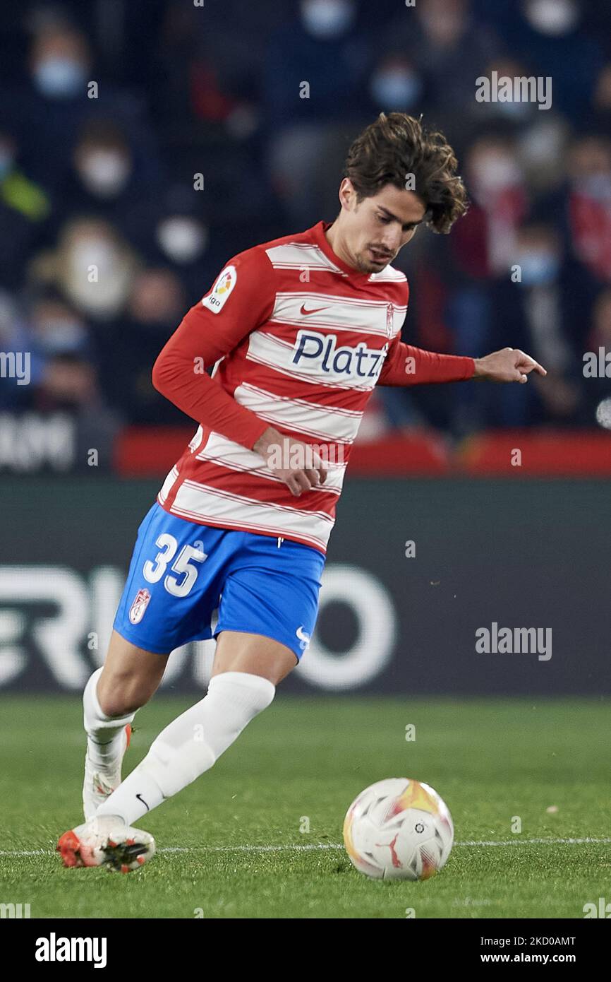 Alex Collado of Granada in action during the La Liga Santader match ...