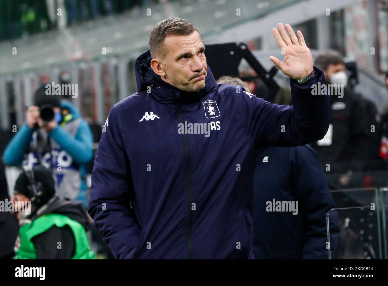 Andriy Shevchenko greet the audience during the Serie A football match ...