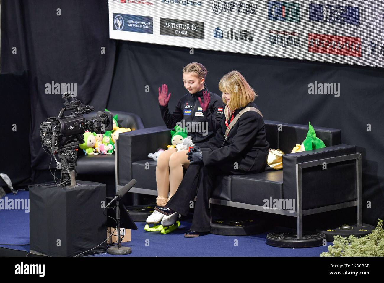Olga MIKUTINA (AUT), at Kiss & Cry during Women Free Skating, at the ...