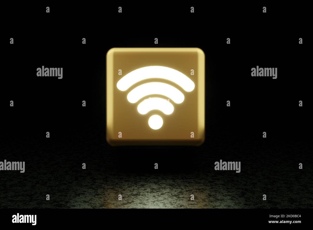 gold wifi symbol over dark background, 3d render Stock Photo - Alamy