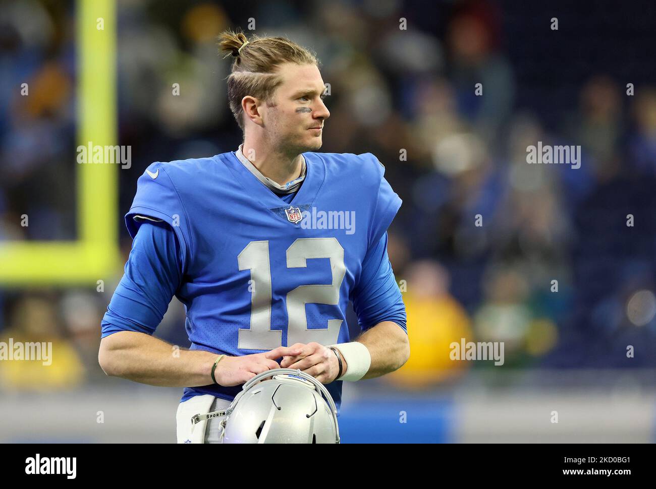 Detroit Lions quarterback Tim Boyle (12) walks off the field at the ...