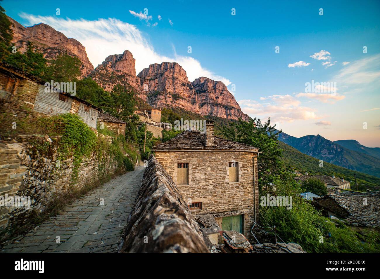 View of the beautiful picturesque traditional Greek village Mikro ...