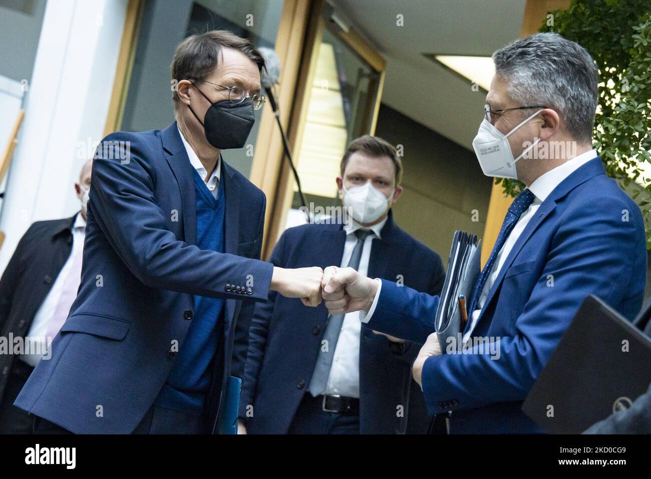 German Health Minister Karl Lauterbach (L) and President of Robert Koch ...
