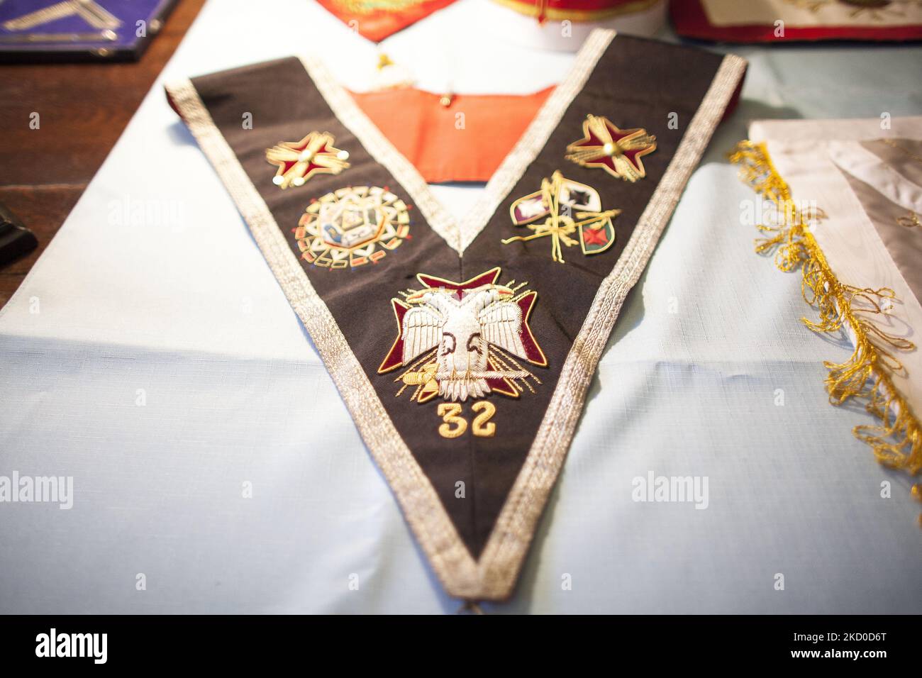 Masonic sash seen in University of Poznan Library on January 14, 2022 ...