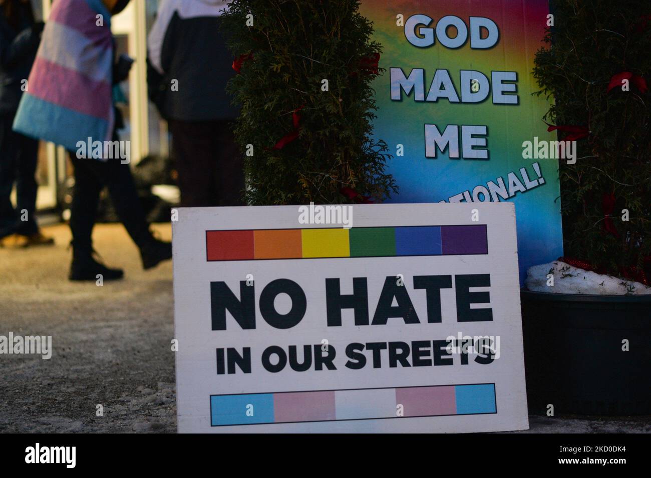 A placard that reads 'No Hate In Our Streets' seen during the 'Pride ...