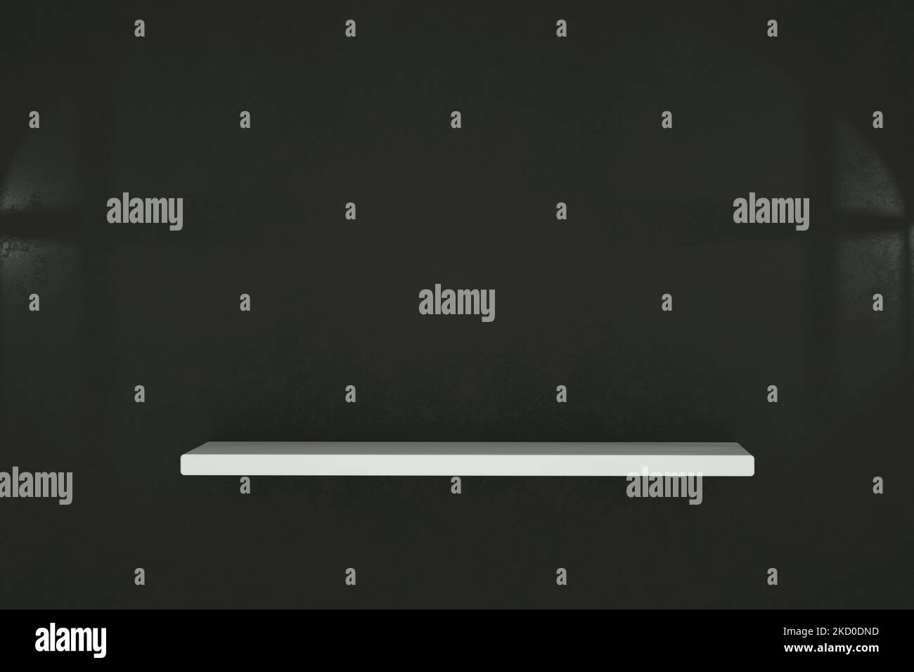 white shelf with window lighting 3d render, panoramic mock-up Stock ...