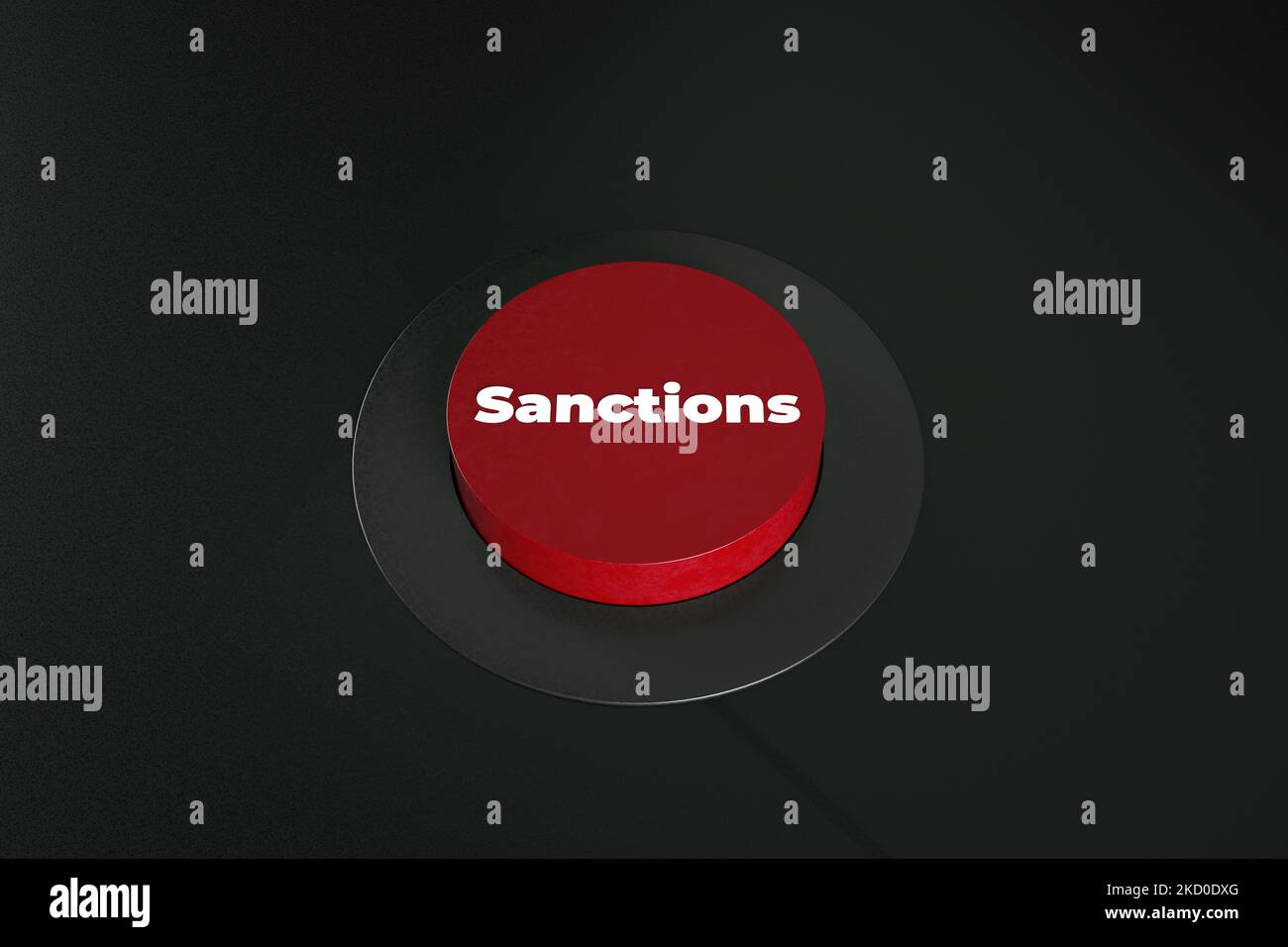 sanctions red button over black background, 3d render Stock Photo - Alamy