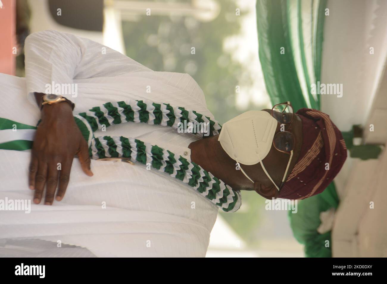 Lagos Governor Babajide Sonwo-Olu inspects guard of honor during the commemoration of Armed ...