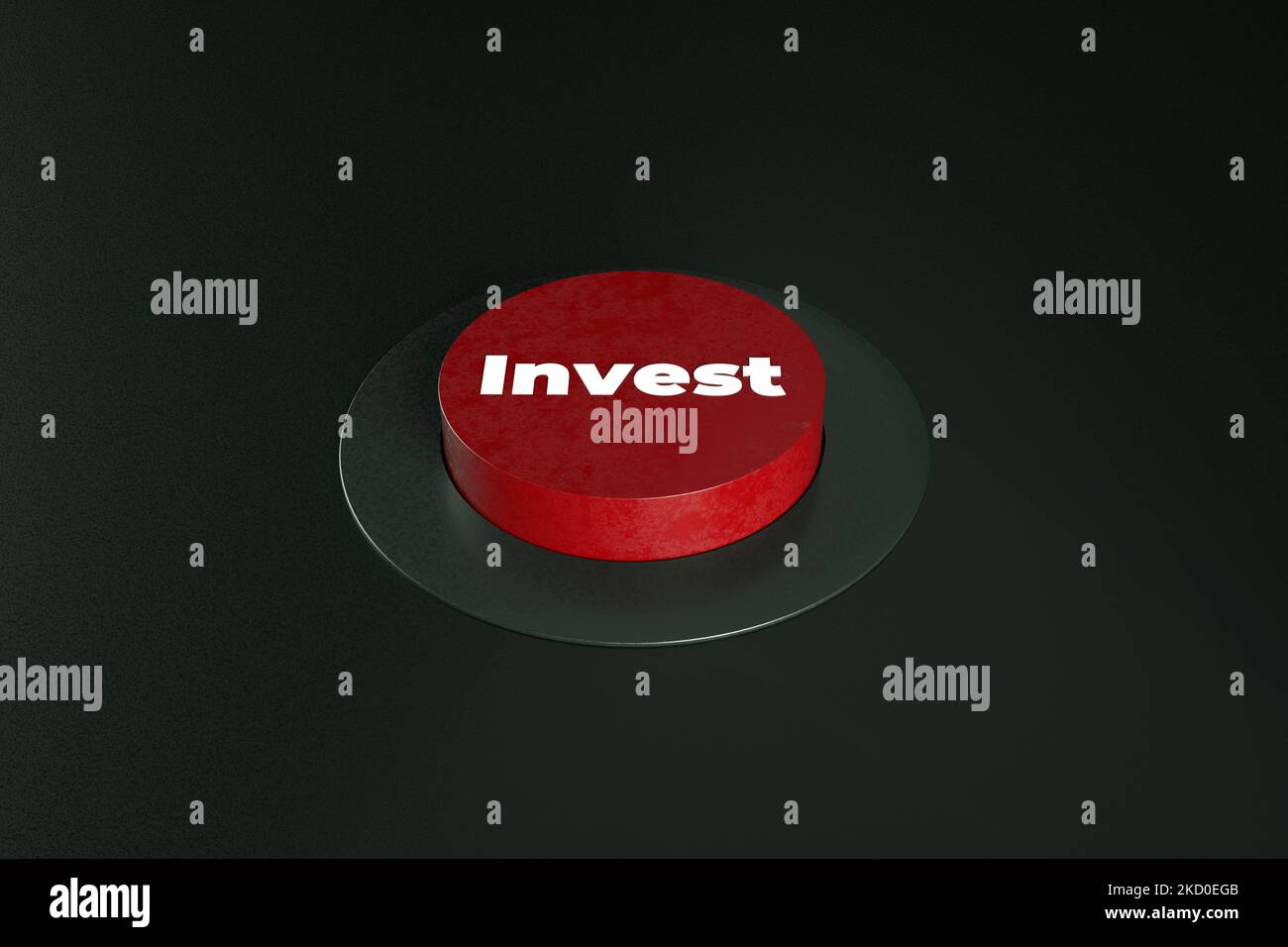 invest red button over black background, 3d render Stock Photo - Alamy