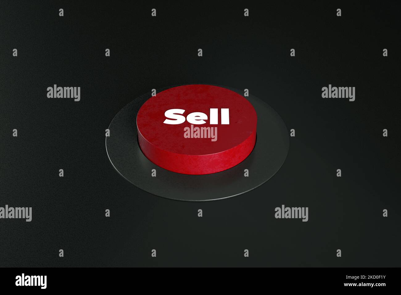 Sell red button over black background, 3d render Stock Photo - Alamy