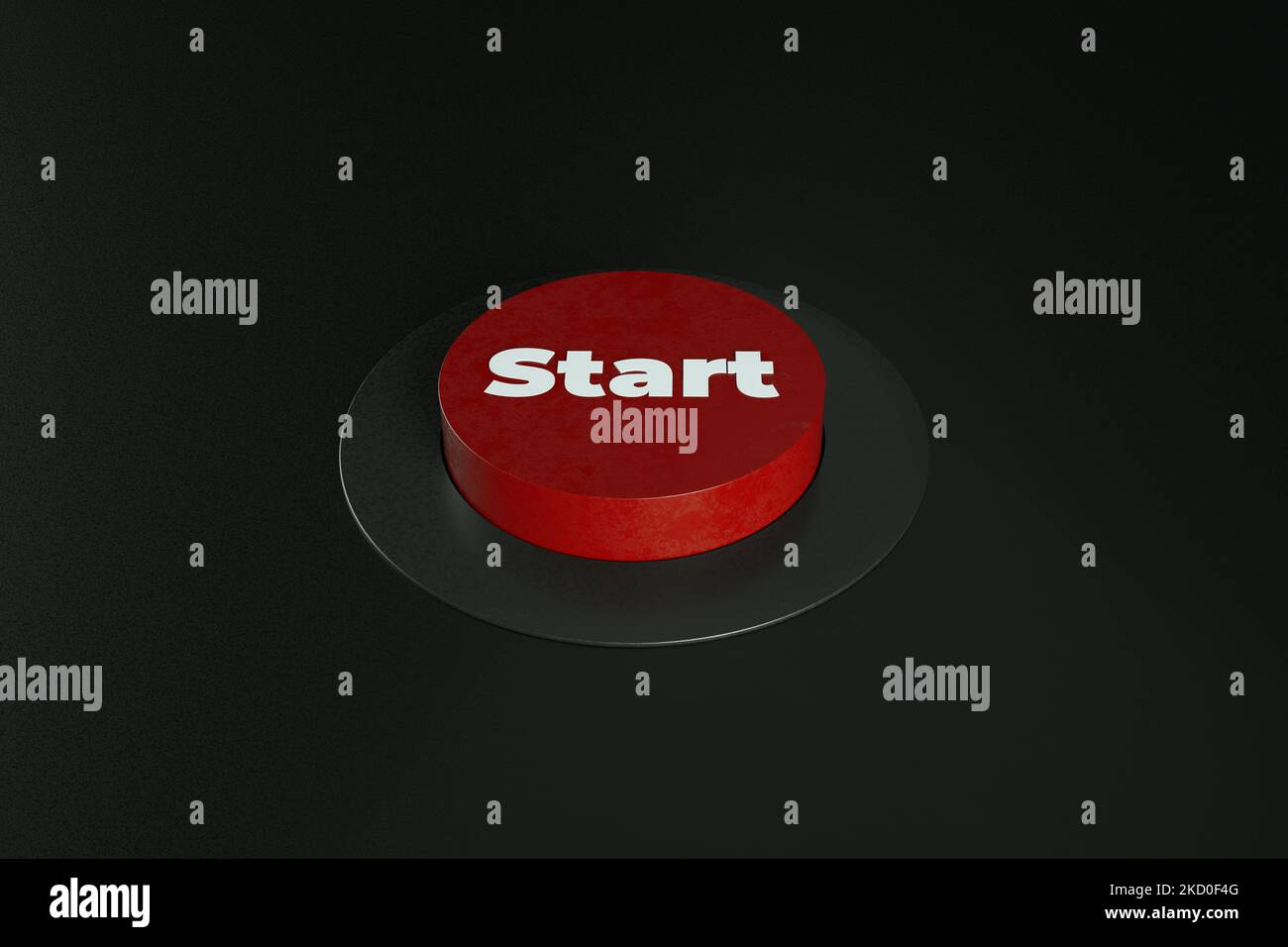 Start red button over black background, 3d render Stock Photo - Alamy
