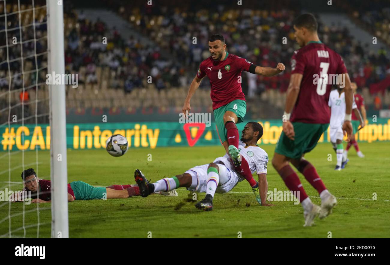 Romain Saïss (captain) of Morocco during Morocco against Comoros ...