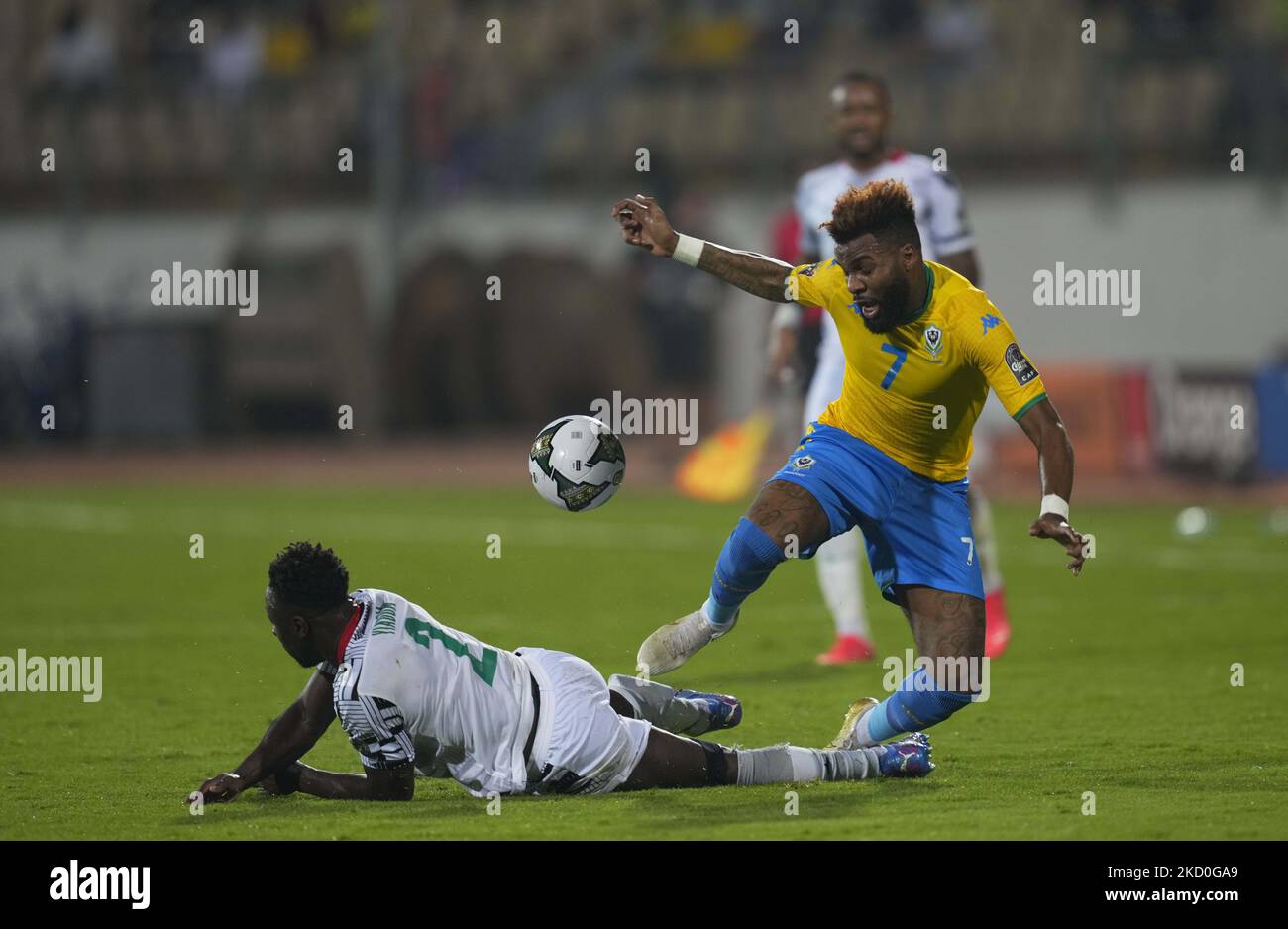 Aaron Boupendza of Gabon and Andy Yiadom of Ghana during Ghana against ...