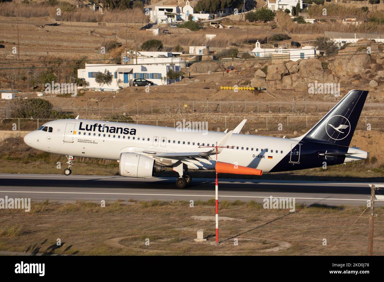 Lufthansa Airbus A320neo aircraft as seen on final approach flying over ...