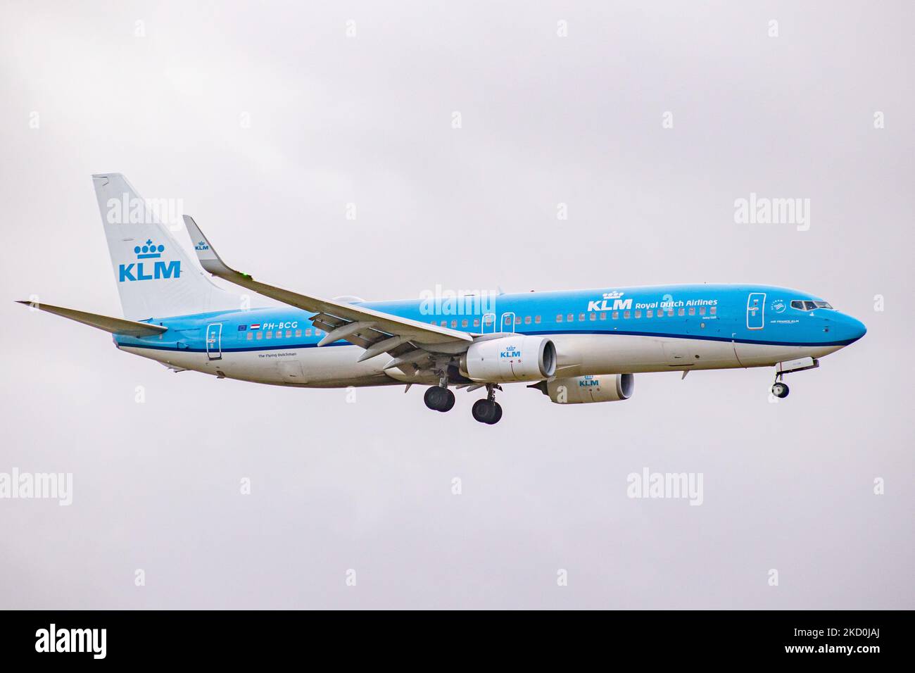 KLM Royal Dutch Airlines Boeing 737-800 aircraft as seen flying and ...