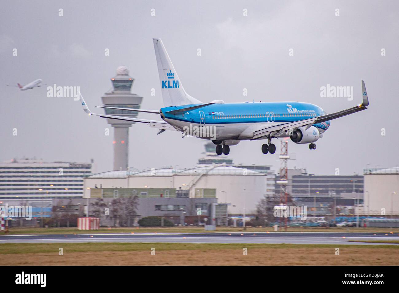KLM Royal Dutch Airlines Boeing 737-800 aircraft as seen flying and ...
