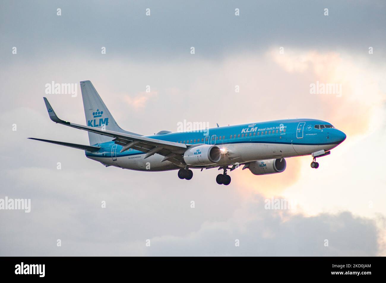 KLM Royal Dutch Airlines Boeing 737-800 aircraft as seen flying and ...