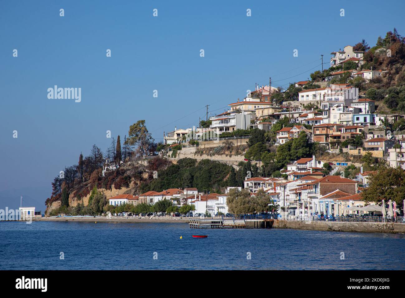 Limni village in Northern Evia island. The picturesque village is built ...