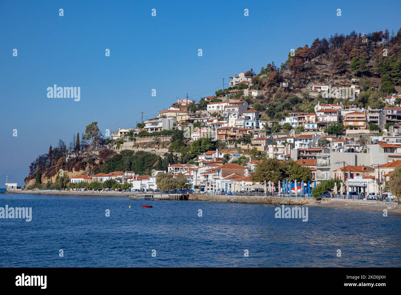 Limni village in Northern Evia island. The picturesque village is built ...