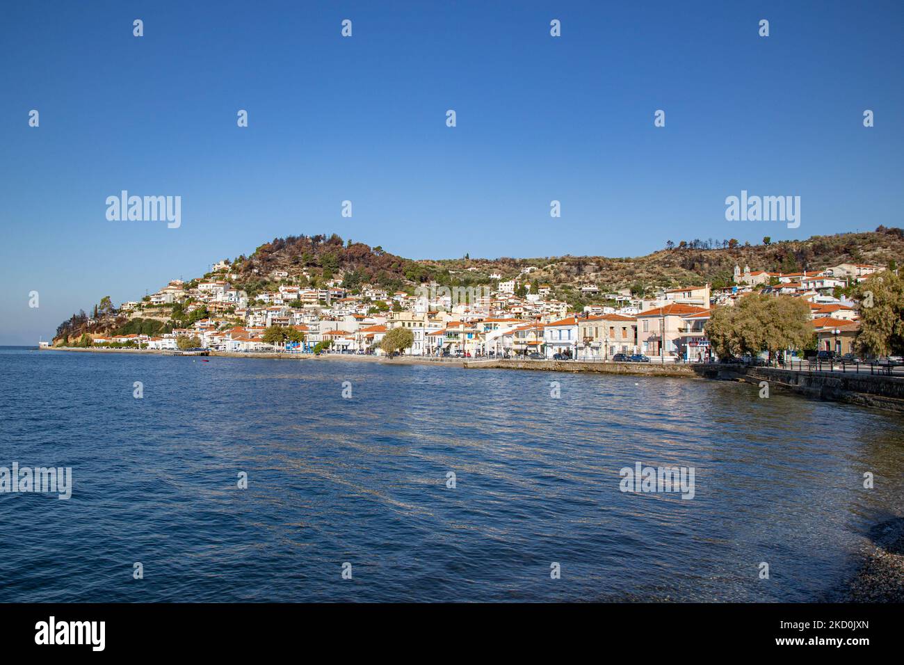 Limni village in Northern Evia island. The picturesque village is built ...