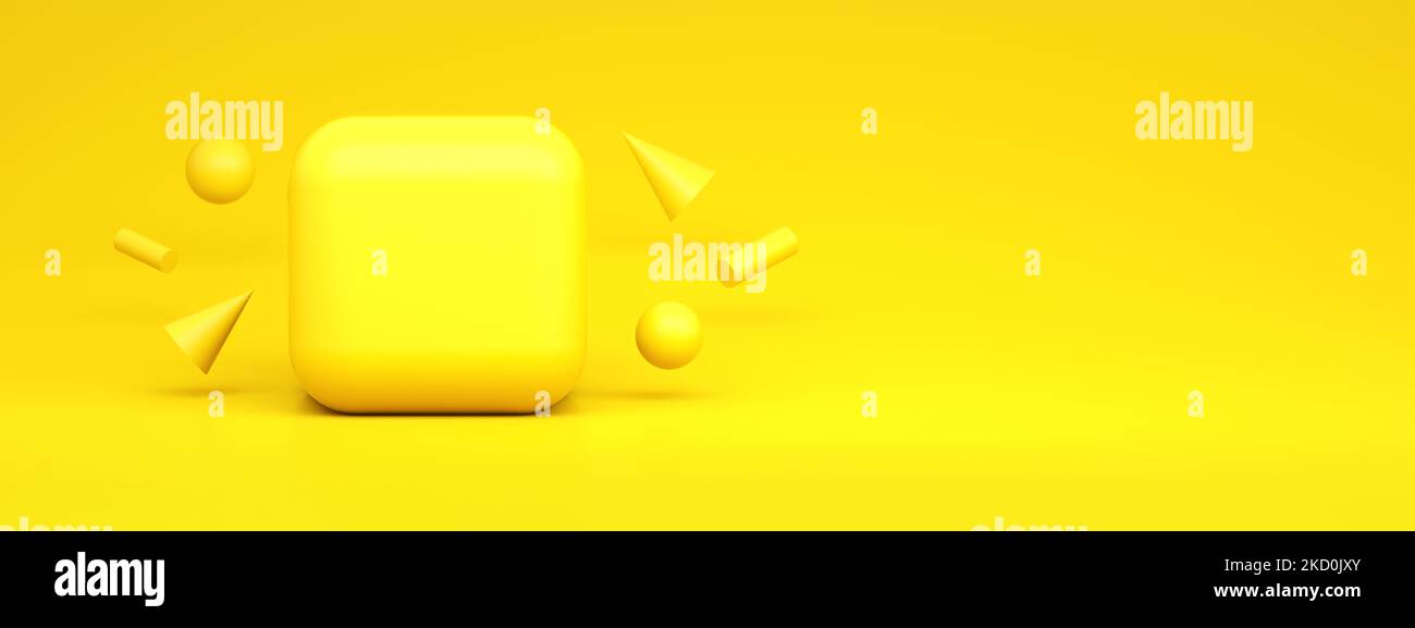 Blank app icon over yellow background, mockup template,3d rendering ...