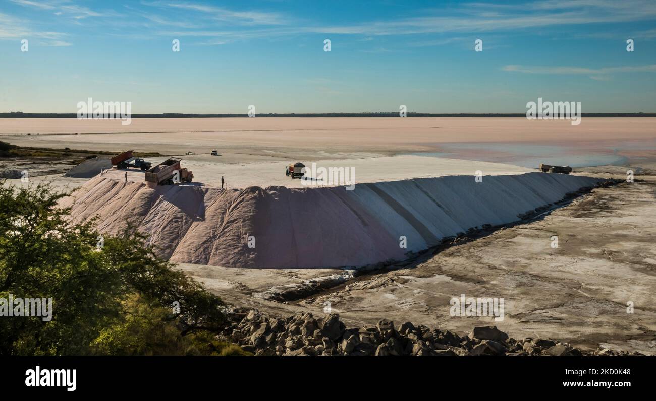 Salt lagoon,Dunaliella salina coloration, La Pampa, Argentina Stock ...