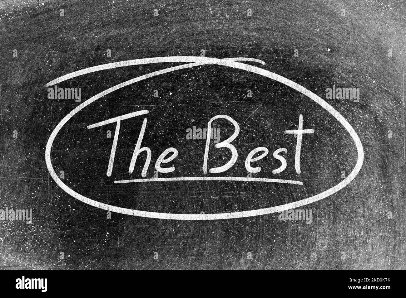 White chalk hand writing in word the best on blackboard background ...