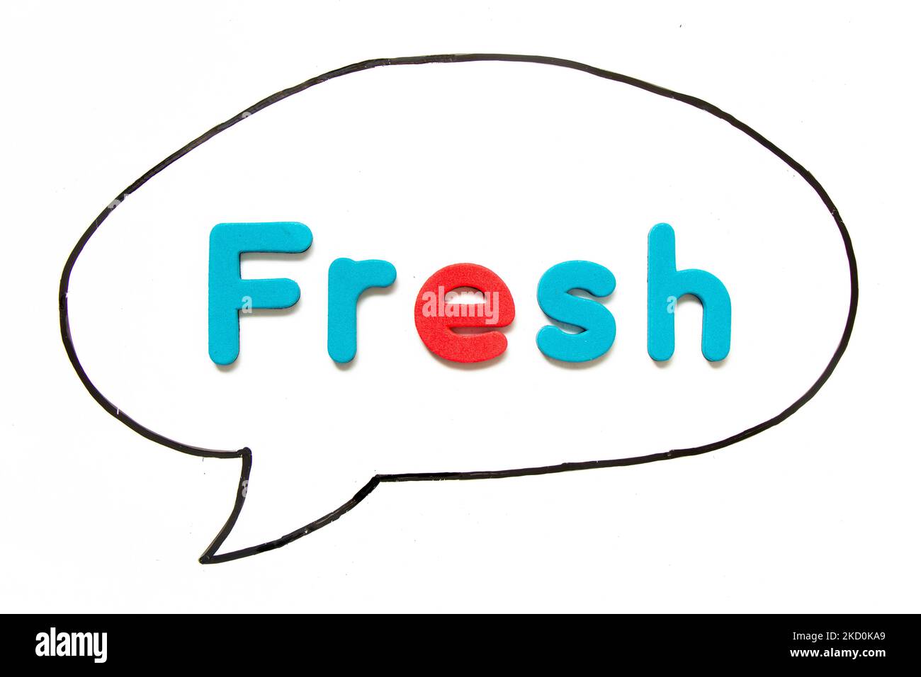 Alphabet letter with word fresh in black line hand drawing as bubble ...