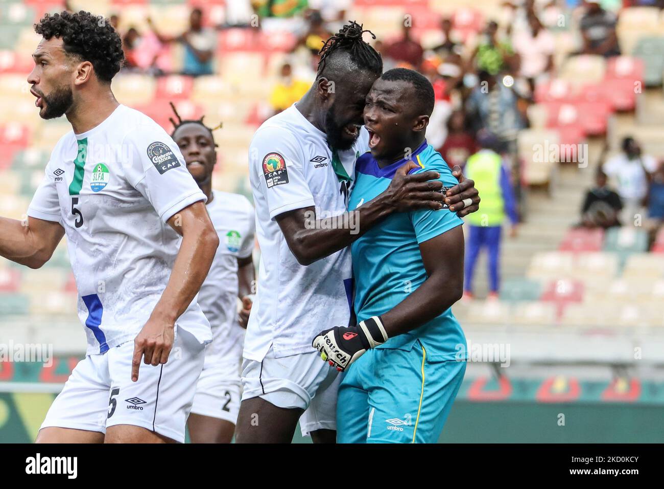 Sierra Leone's goalkeeper (1) Mohamed Nbalie Kamara celebrates with ...