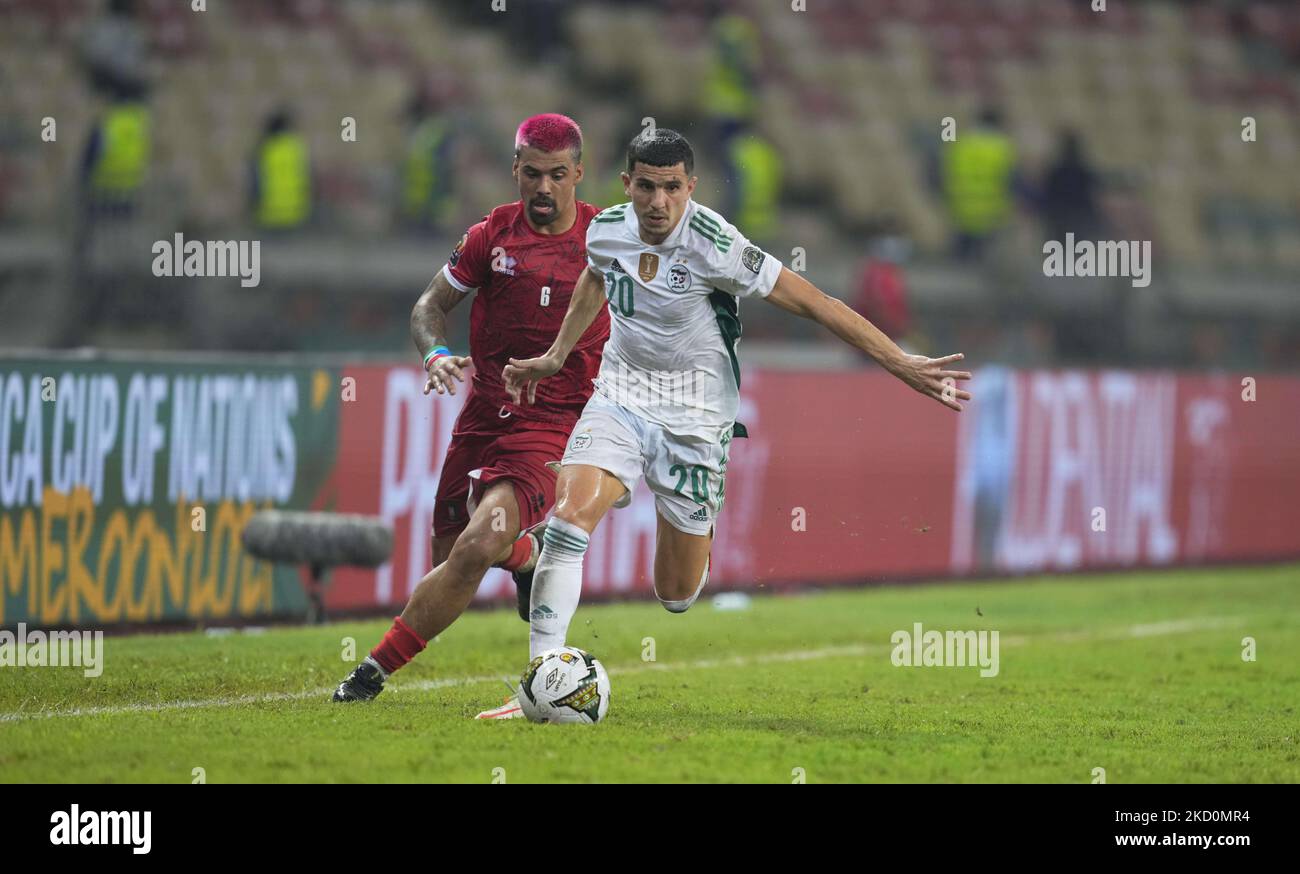 Iban Salvador of Equatorial Guinea and Youcef Atal of Algeria during ...