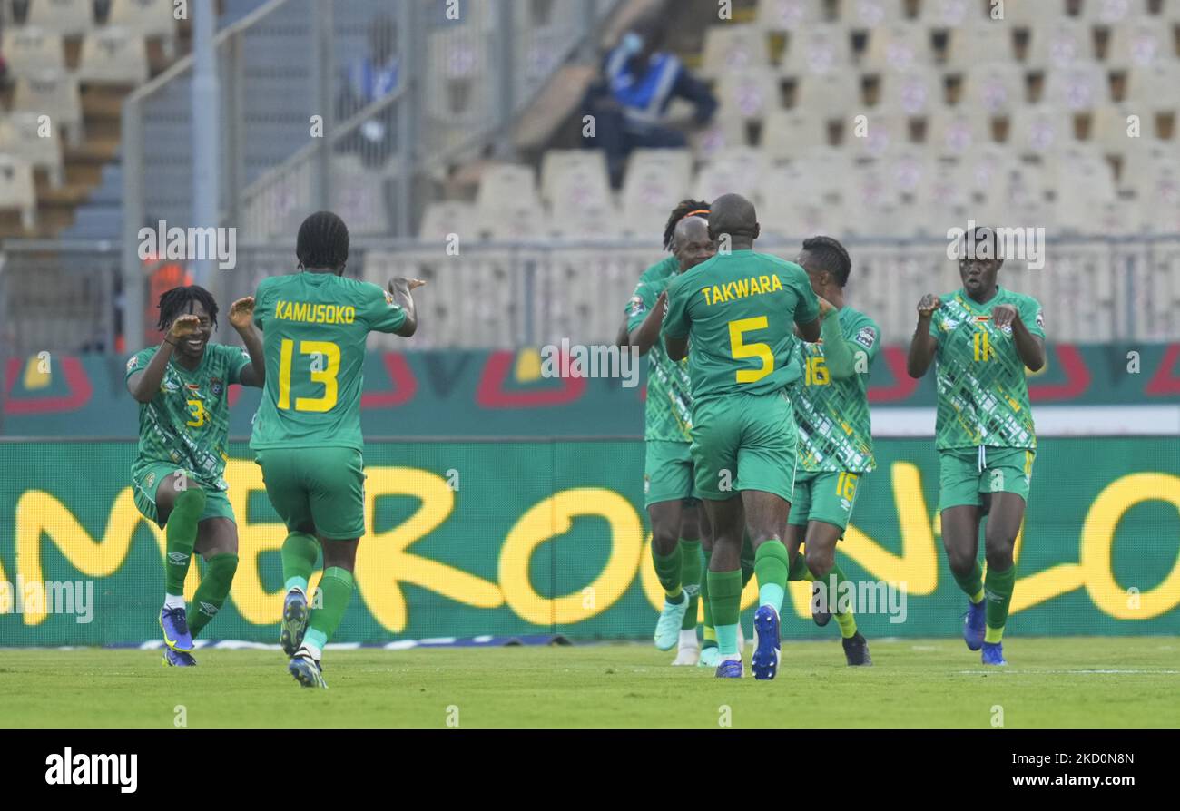 Kudakwashe Mahachi of Zimbabwe celebrates scoring their second goal ...