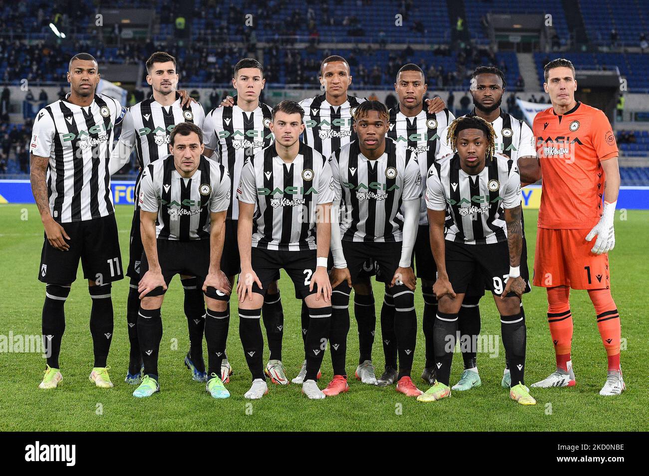Players of Udinese Calcio pose for the teamshot during the Italian Cup match between SS Lazio ...