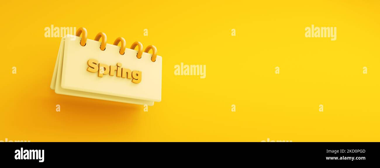 3d blank calendar with spring inscription, 3d render poster Stock Photo ...