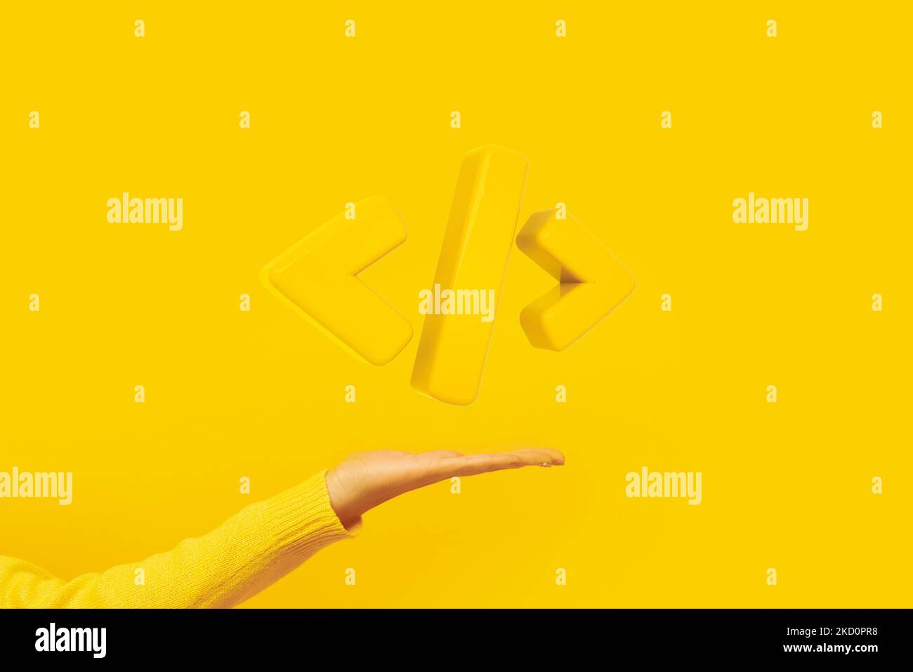 Programming 3d Render Code Icon Programming Code Symbol In Hand Coding Or Hacker Background