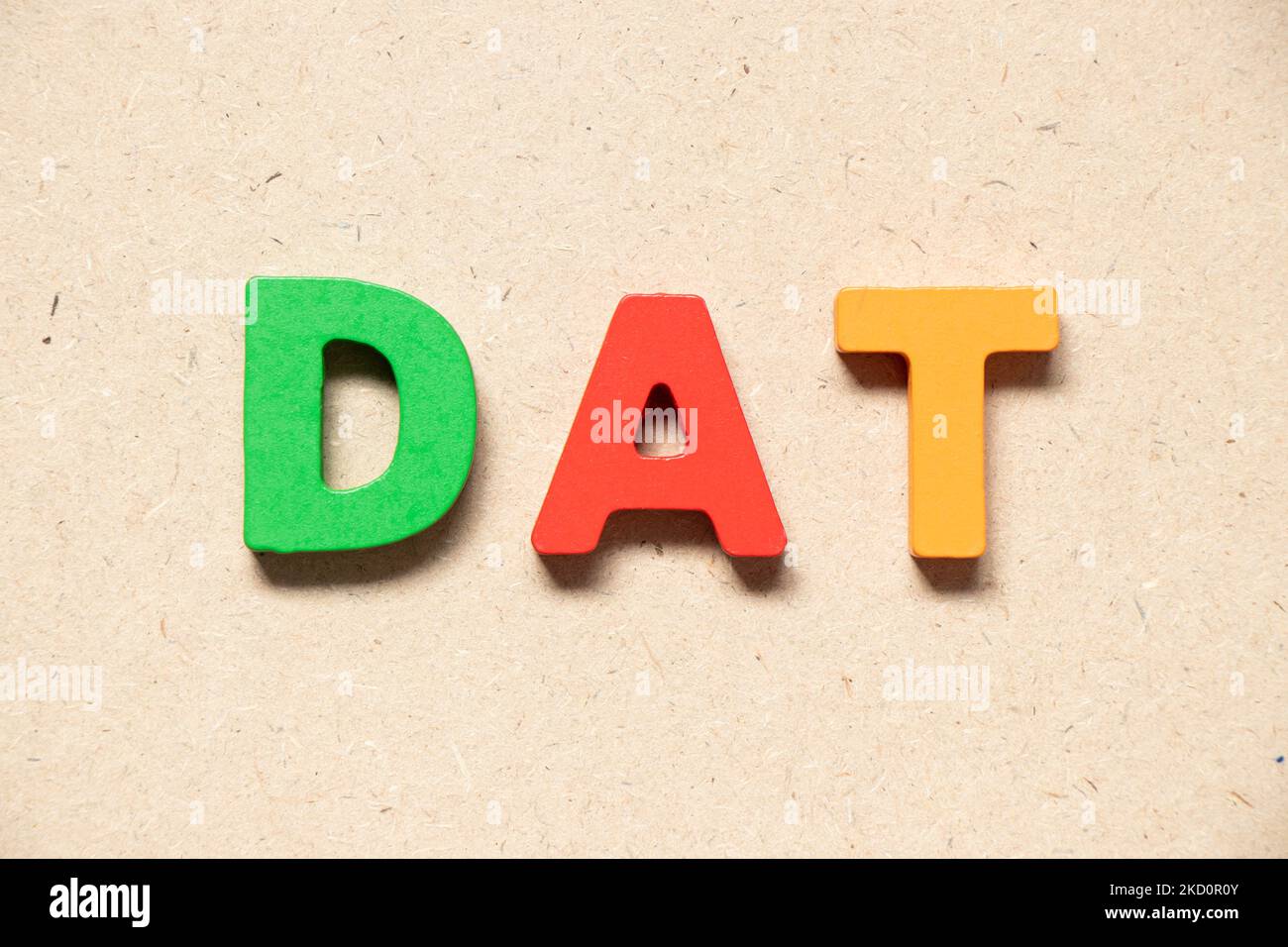Color alphabet letter in word DAT (Abbreviation of Delivery at Terminal ...