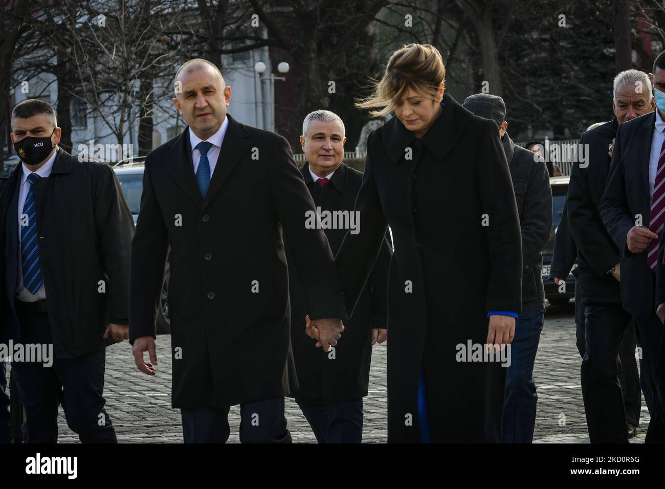 Bulgarian President Rumen Radev with his wife Dessislava Radeva walk on ...