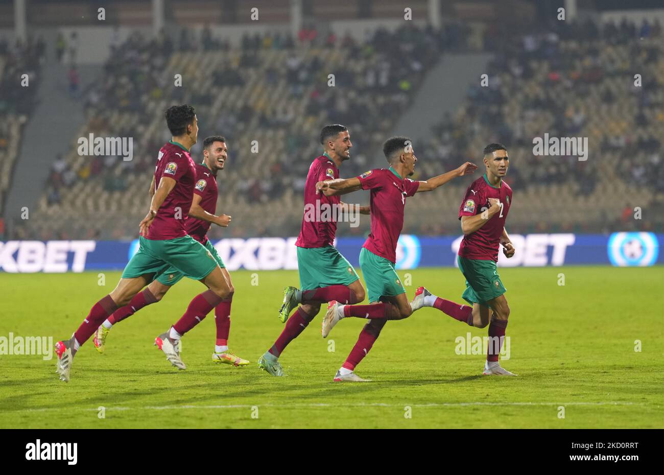 Achraf Hakimi of Morocco celebrates scoring their second goal during ...