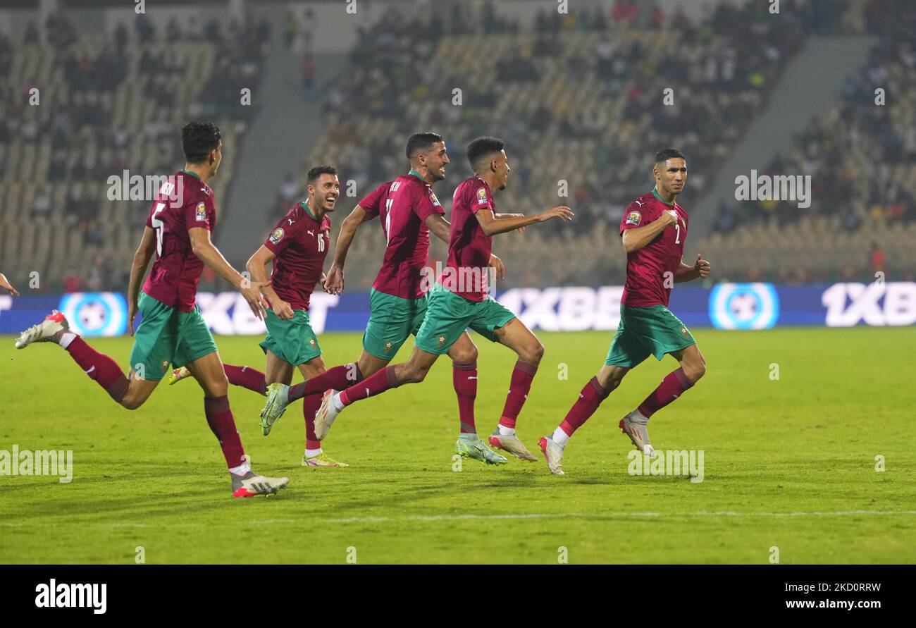 Achraf Hakimi of Morocco celebrates scoring their second goal during ...