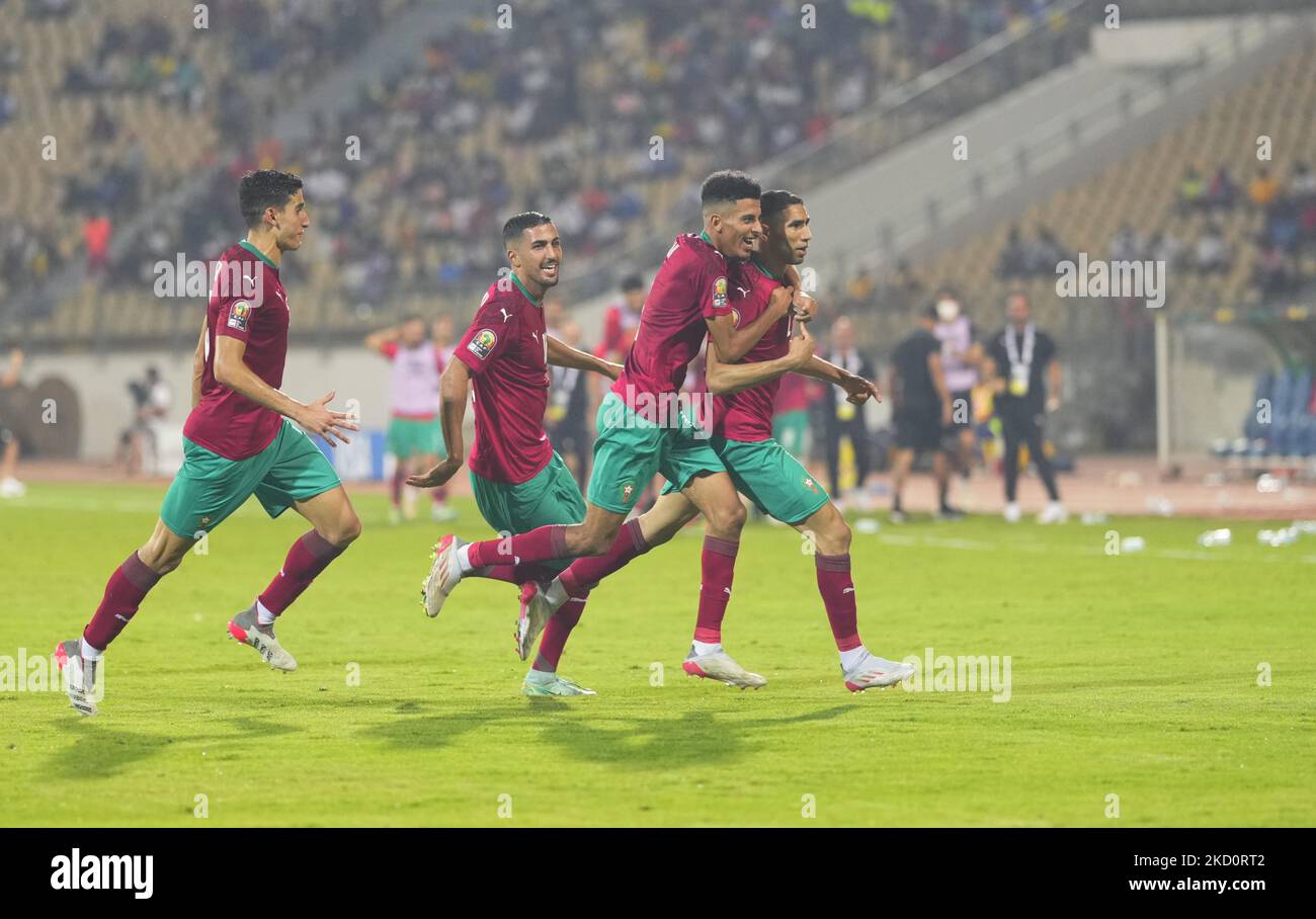 Achraf Hakimi of Morocco celebrates scoring their second goal during ...
