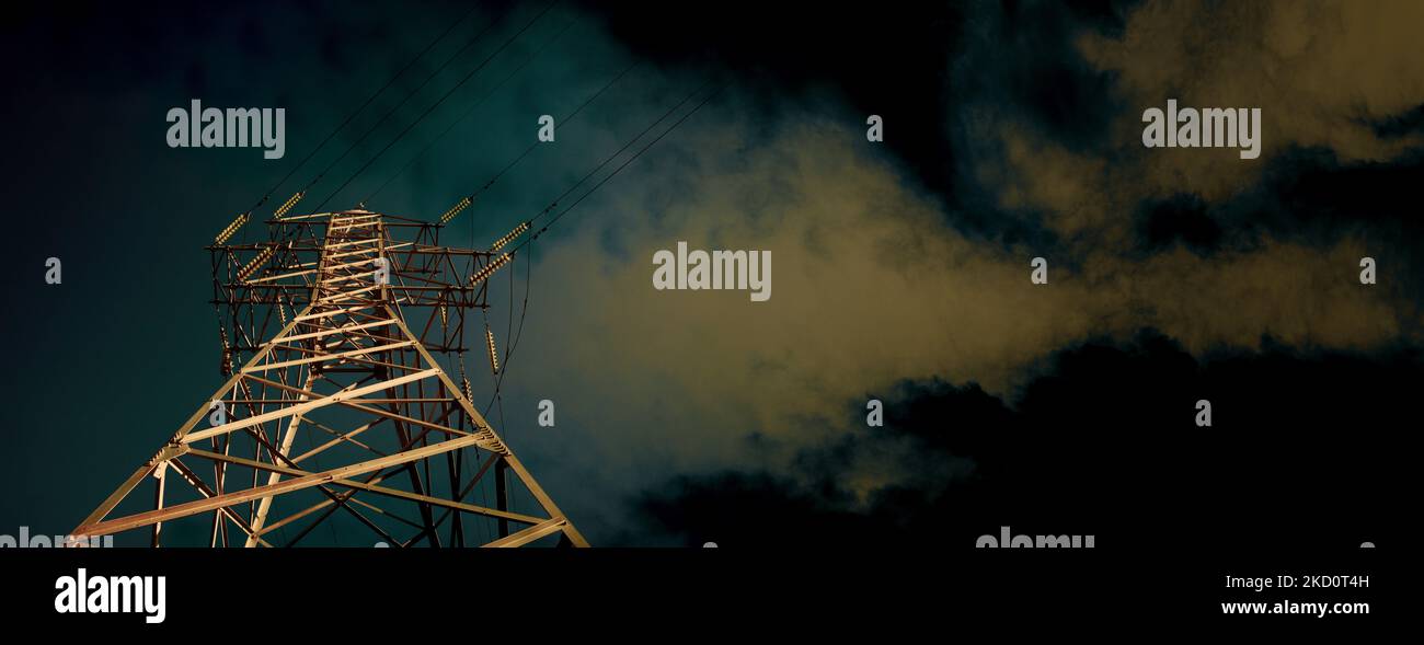 Electric pole, concept of a global rise in electricity and energy ...