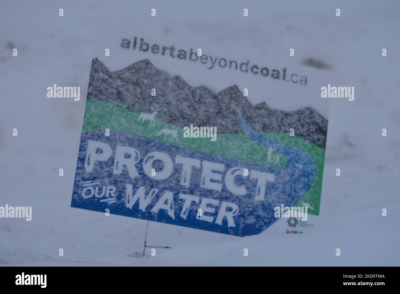 A sign 'Protect Our Water' seen in downtown Edmonton. On Wednesday ...