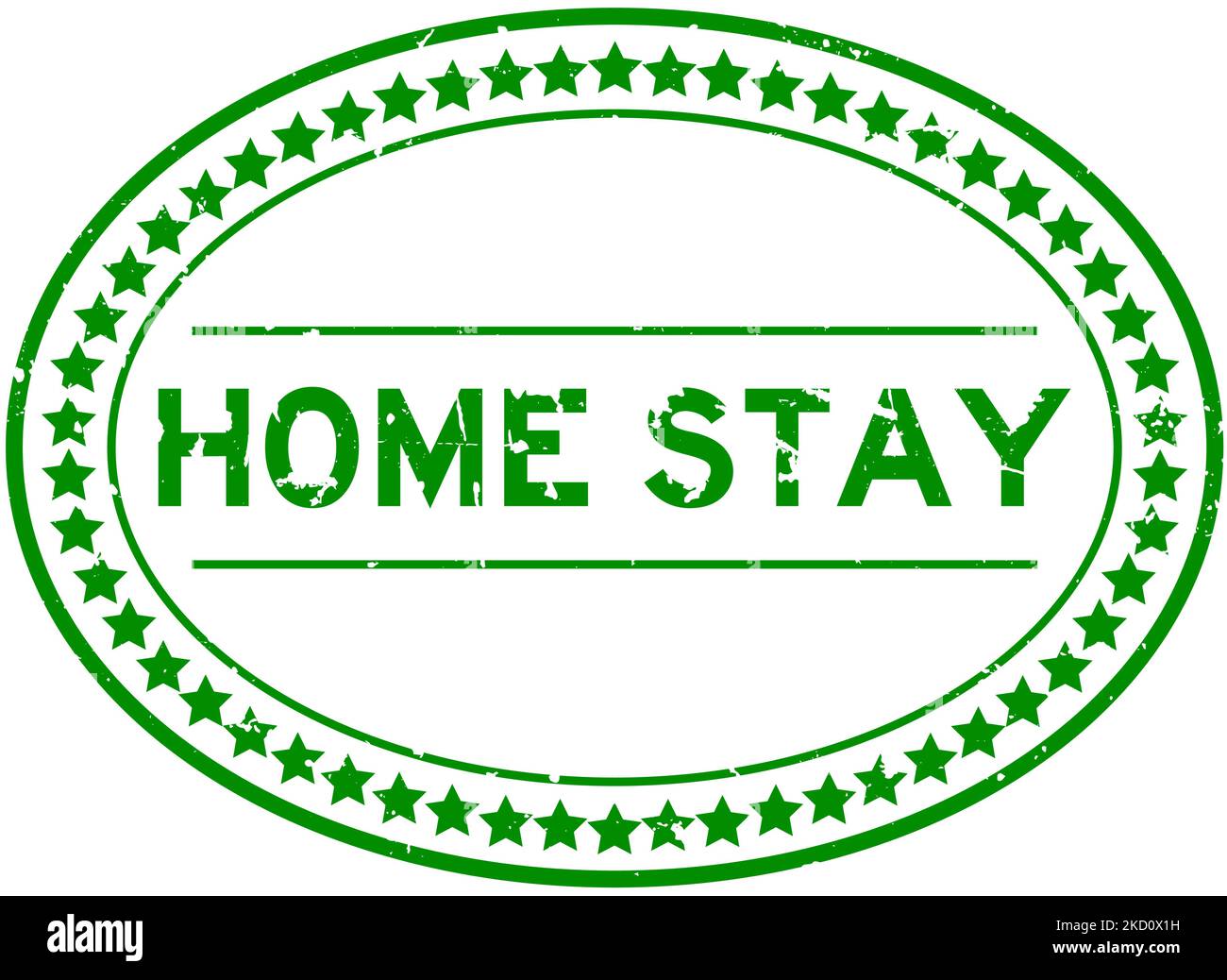 Grunge green home stay word oval rubber seal stamp on white background ...