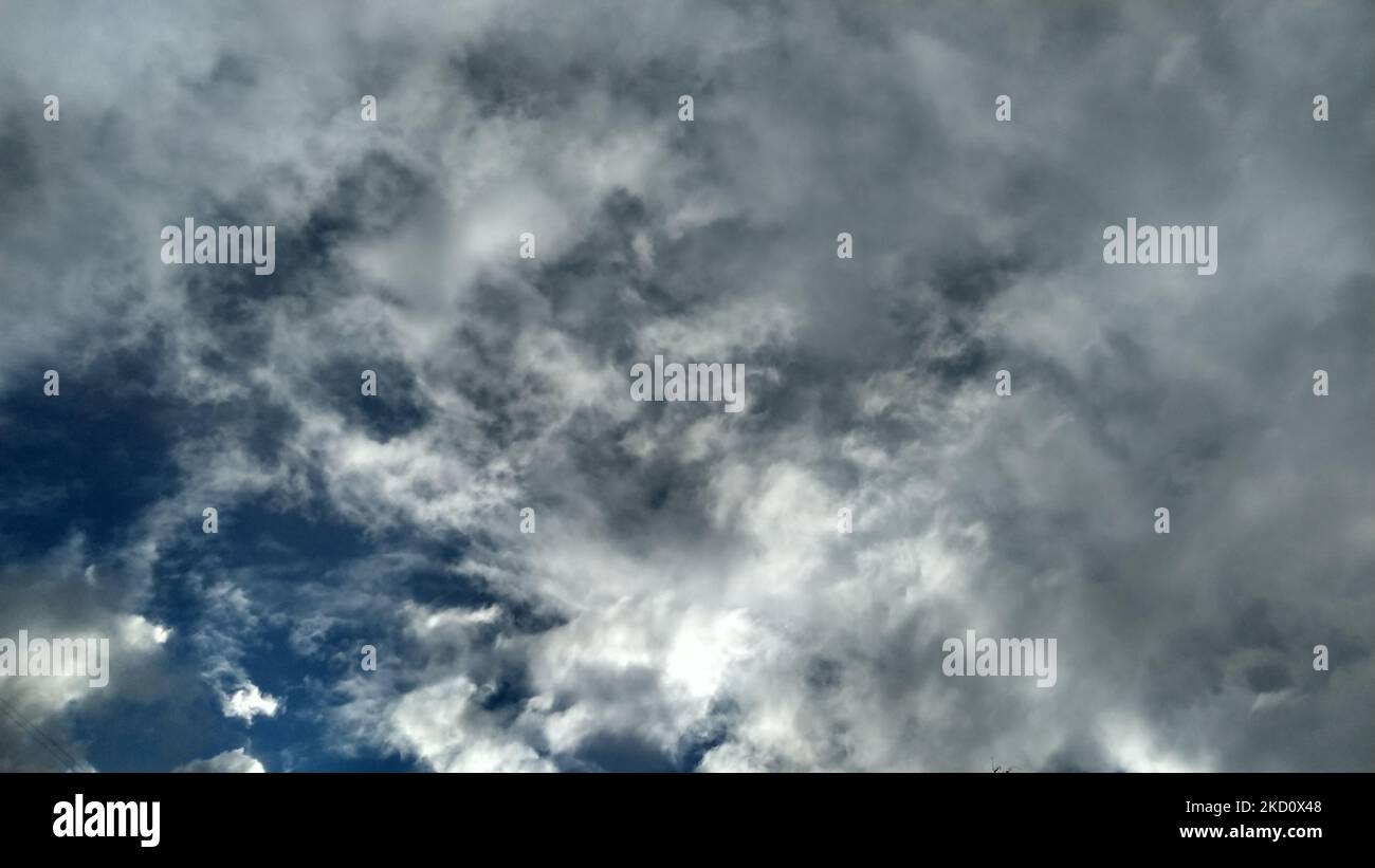 Gray clouds on sky. Weather change. Nature environment background Stock ...