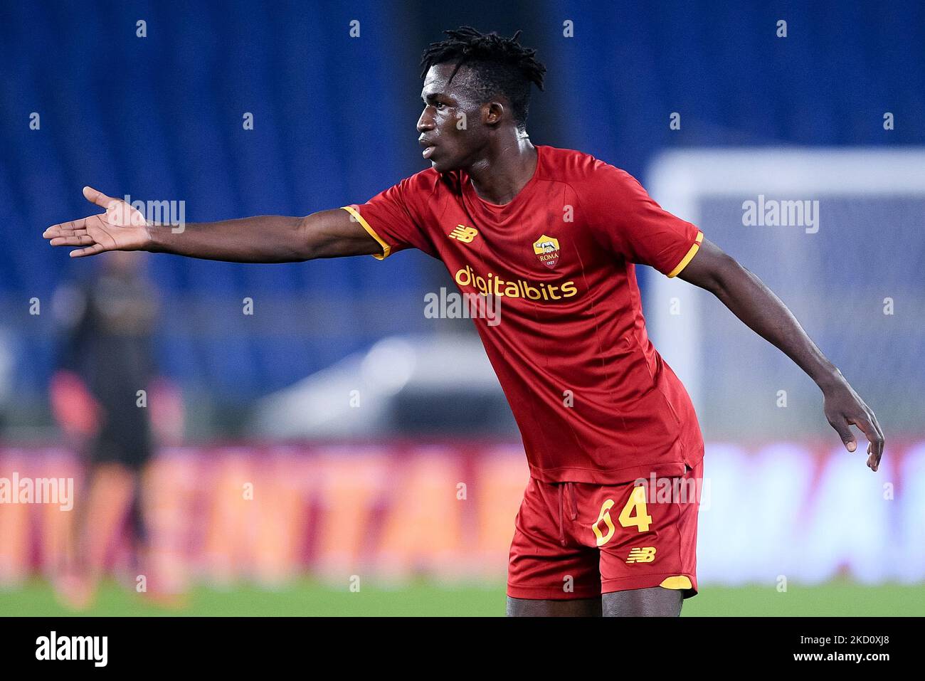 Felix Afena of AS Roma gestures during the Italian Cup match between AS ...